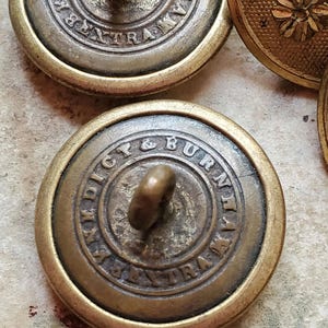 Eight 8 Antique Gilt Age Metal Buttons. Back Marked Benedict Burnham ...