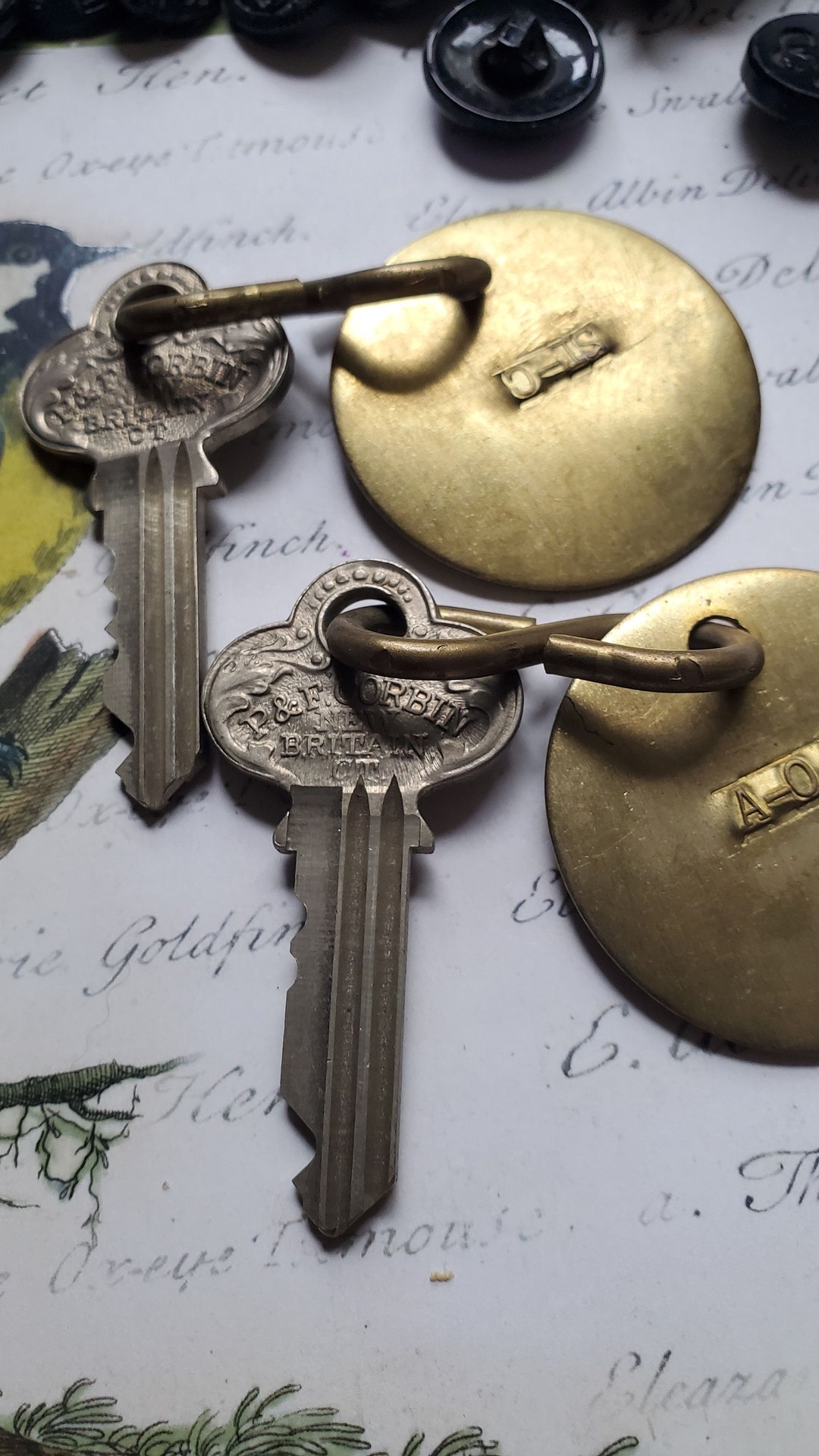 TWO (2) Vintage Corbin Keys. With Brass Tags. Steampunk. Jewelry ...