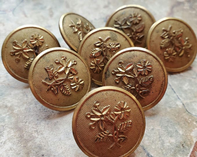 Eight (8) Antique Gilt Age Metal Buttons. Back Marked Benedict Burnham ...