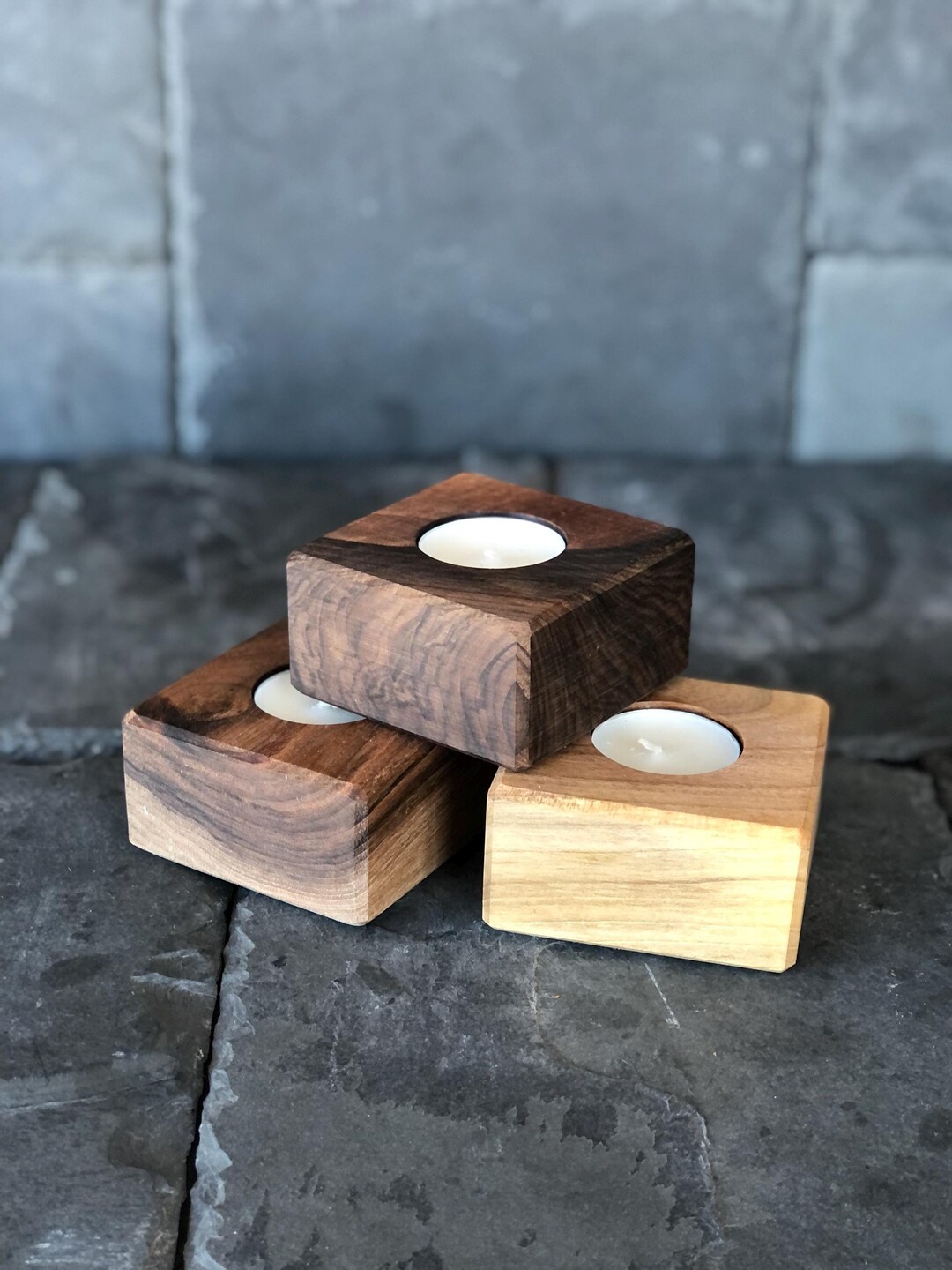 Wooden Candlesticks. Set of 3 Candlesticks. Handmade. - Etsy