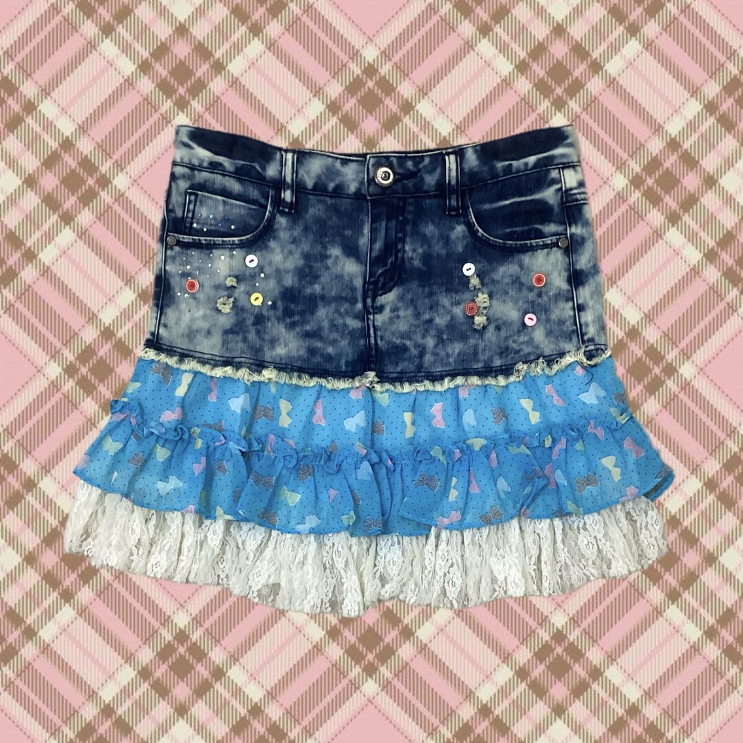 Y2k 2000s Mcbling Decora Harajuku Kidcore Clothes Vintage Denim Low ...