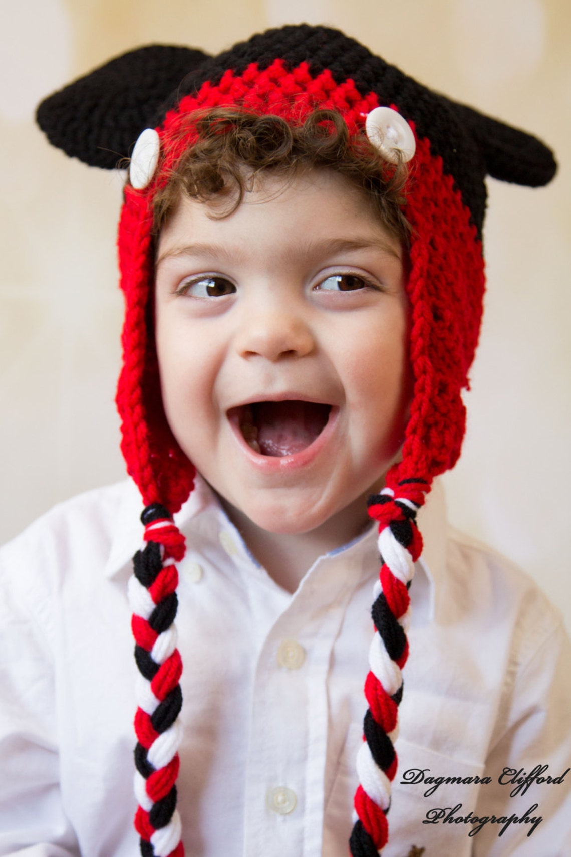 Minnie Mouse Crochet Hat in Black and Red With Ears and Braids | Etsy