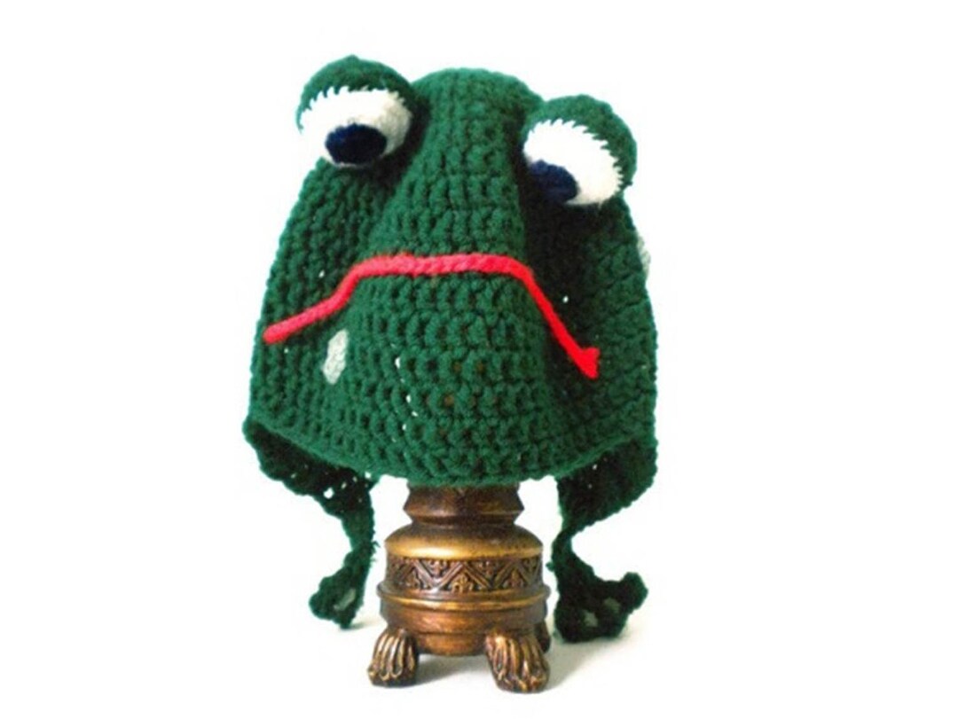 Crochet Frog Hat - Adjustable Animal Hat With Happy or Sad Mouth ...