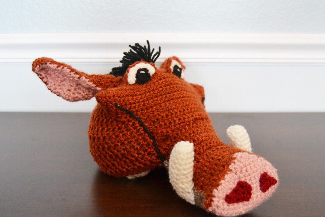 Crochet Pumbaa the Warthog Hat - Cartoon Costume Hat - Lion King ...