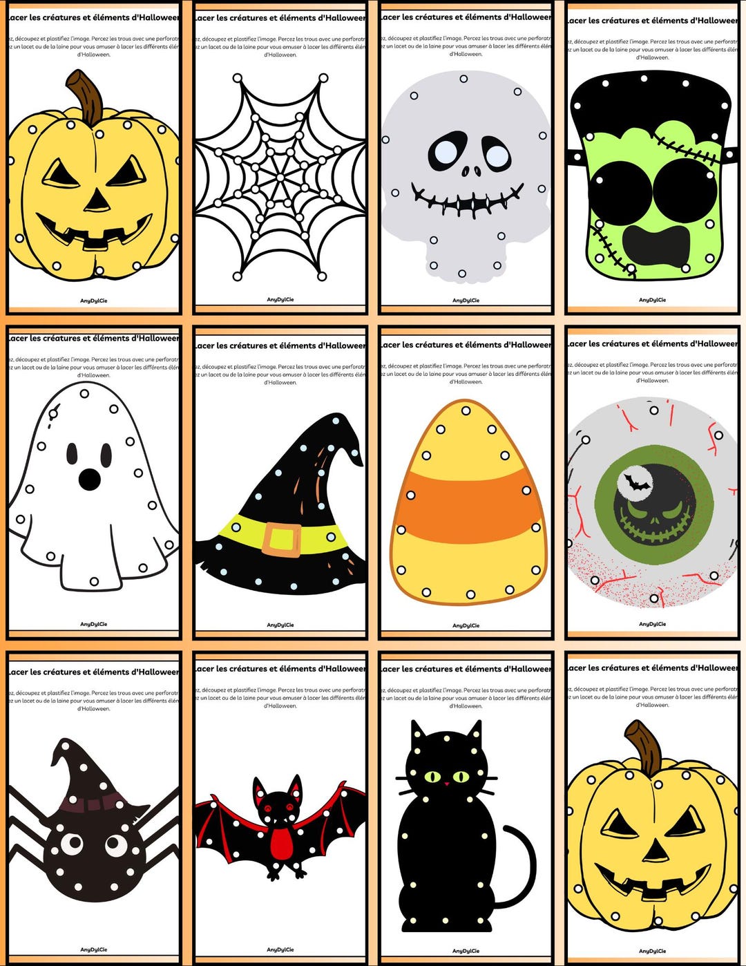 Halloween Fine Motor Activity for Kids. Thread and Cut Out Halloween ...