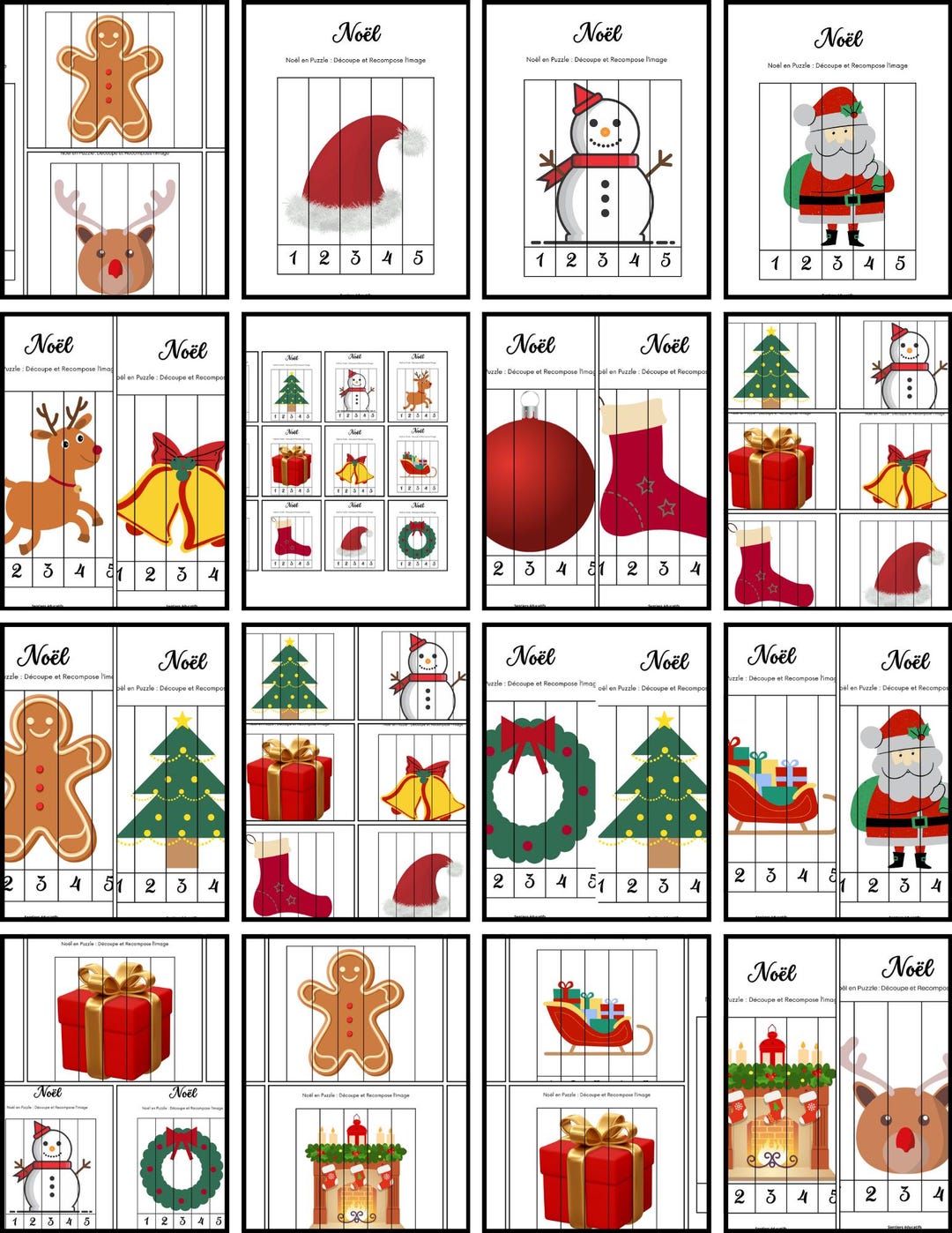 Printable Christmas Puzzle, Educational Activity for Kids, Digital File ...