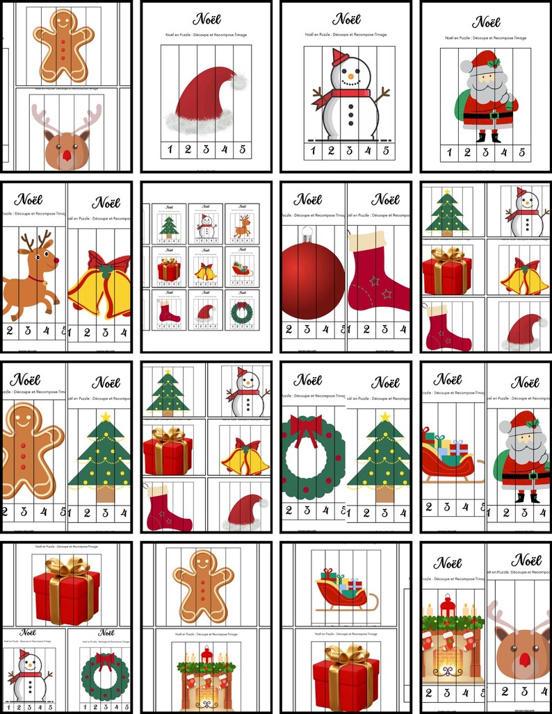 Printable Christmas Puzzle, Educational Activity for Kids, Digital File ...