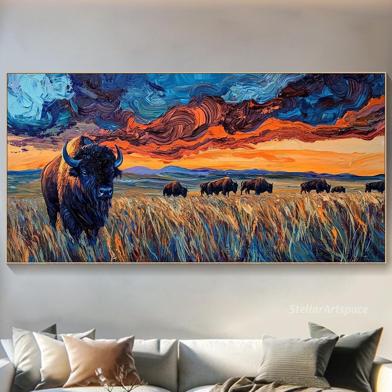 Bison Painting - Etsy