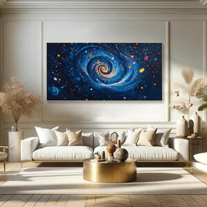 Galaxy Abstract Painting on Canvas 3D Textured Cosmic Spiral Wall Art ...
