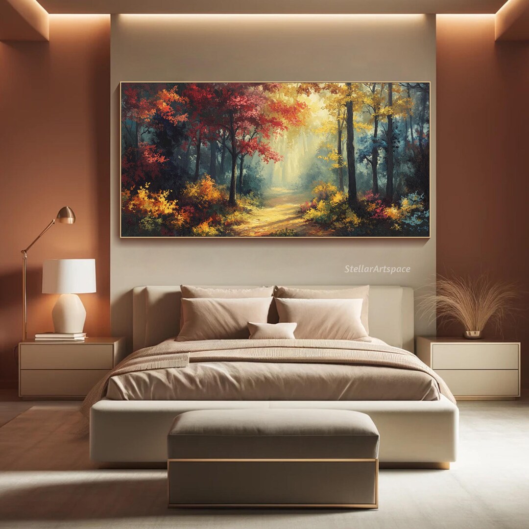 Original Impasto Forest Painting: 3D Textured Canvas Wall Art - Etsy