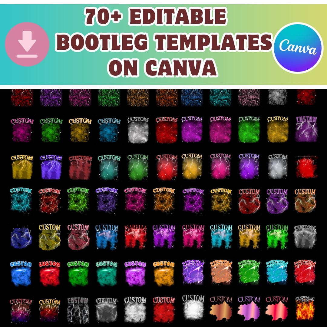 75 Editable Canva Template Bundle Bootleg Design Pack Custom Rap Tees ...