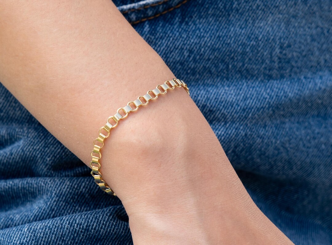 14K Gold Thin Chain Bracelet, Modern Gold Jewelry, Perfect Daily ...