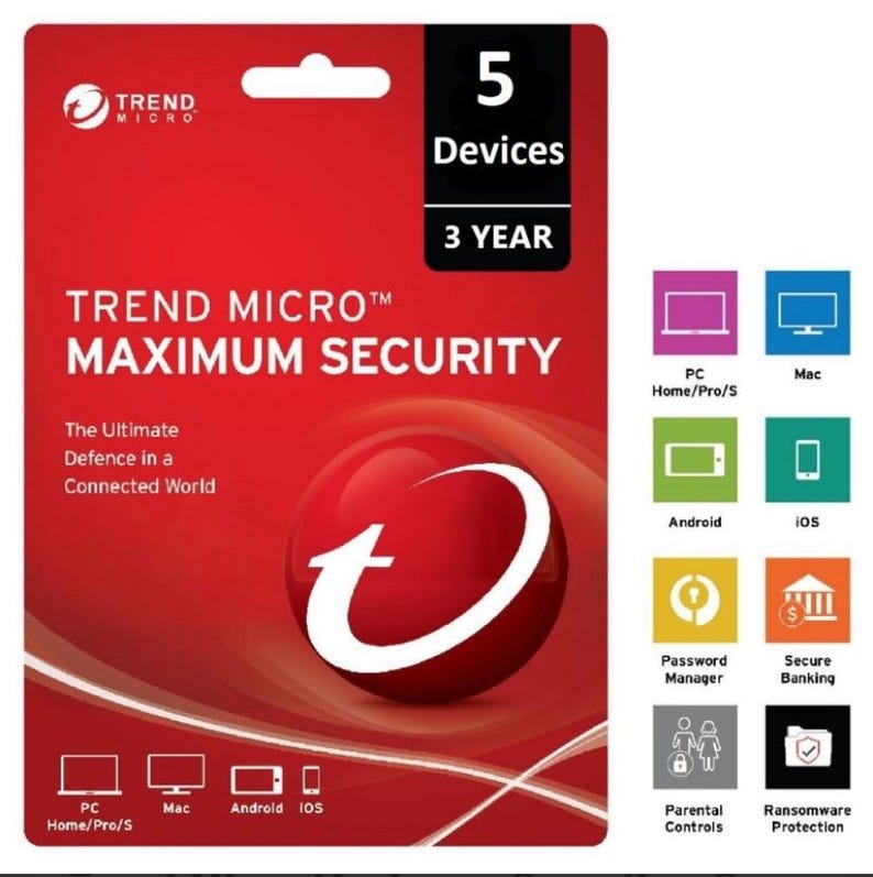 Trend Micro Maximum Security 3 Years 5 Devices - Etsy Australia