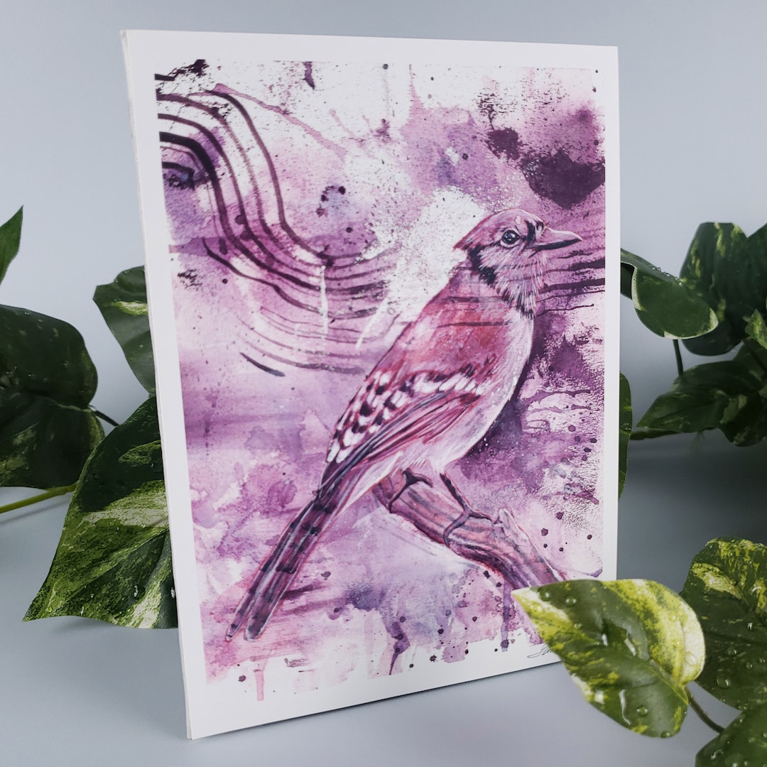 Abstract Blue Jay Art Bird Painting Animal Wall Art Colorful ...