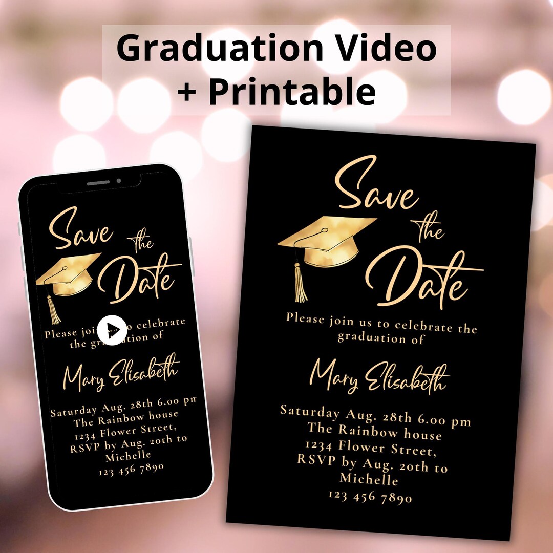 Graduation Save the Date Animated Invite Graduation Video Invitation ...