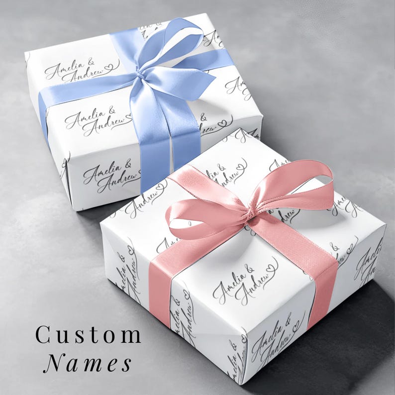 Engaged Wrapping Paper Rolls Repeating Name Wedding Anniversary ...