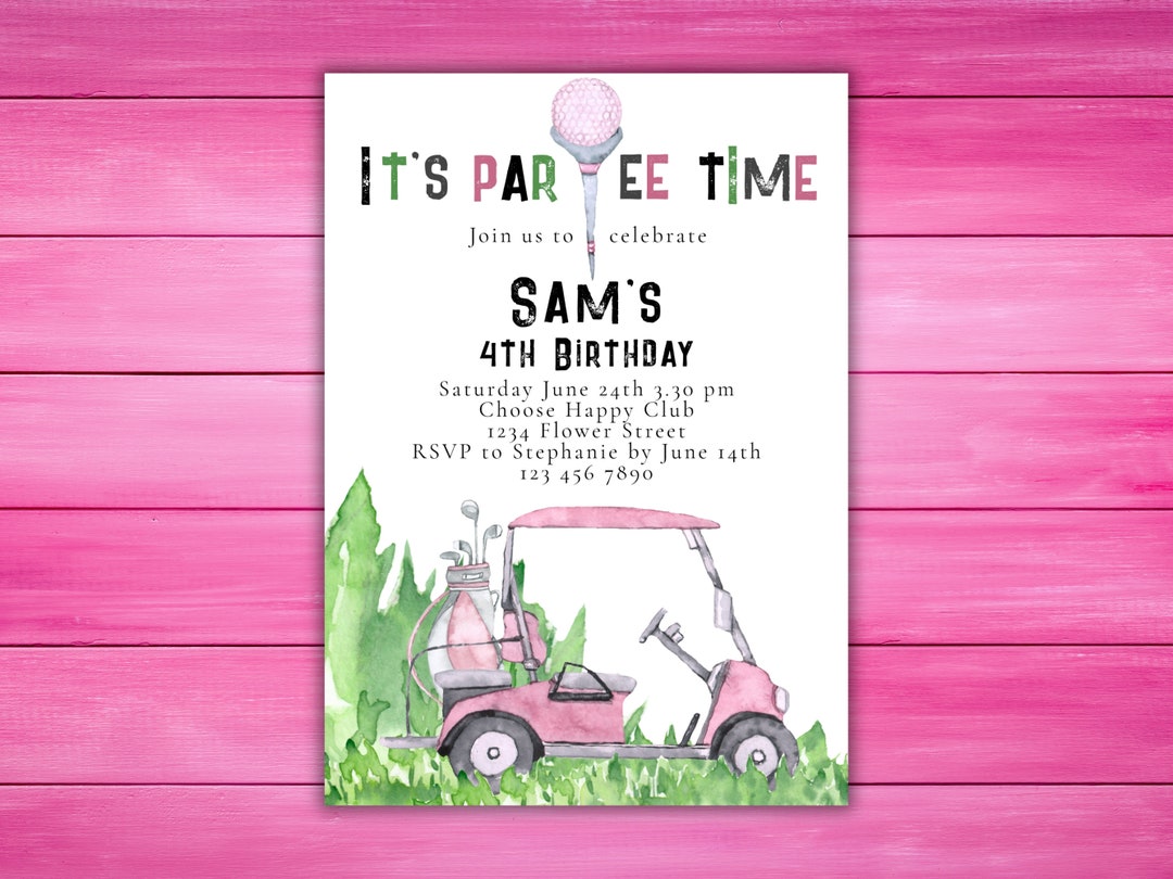 Girls Golf Party Invite Kids Golf Invitation E-vite Golf Par-tee ...