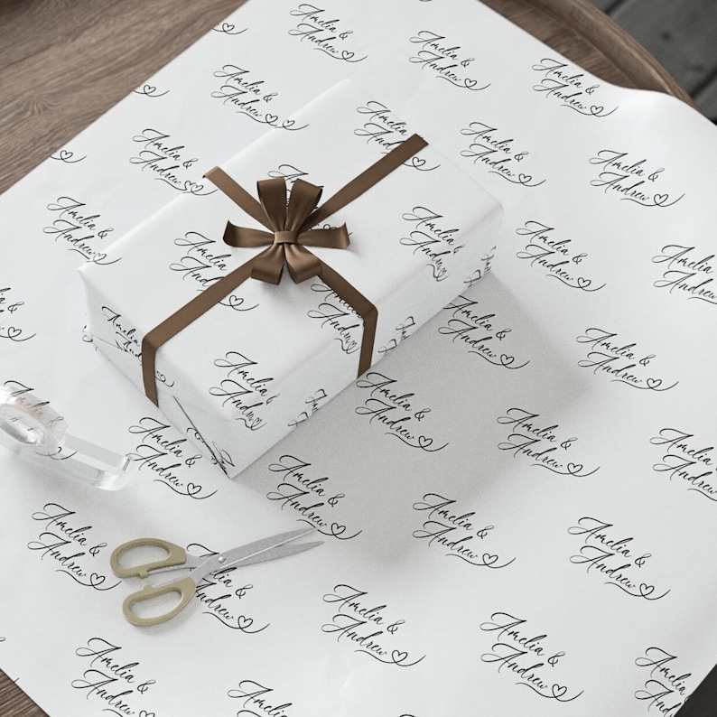 Engaged Wrapping Paper Rolls Repeating Name Wedding Anniversary ...
