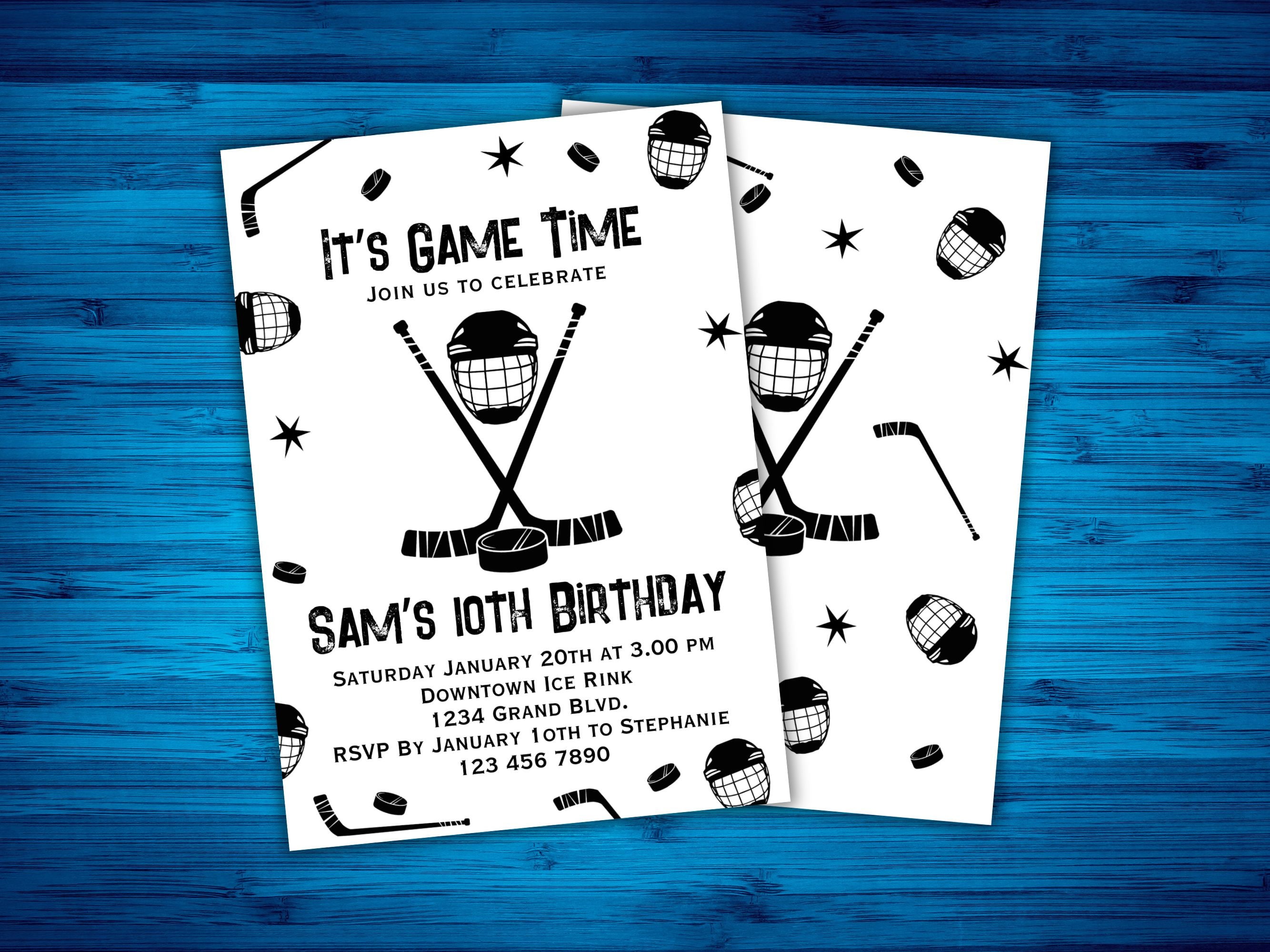 Ice Hockey Birthday Party Invitation, Ice-skating Invite, Canva ...