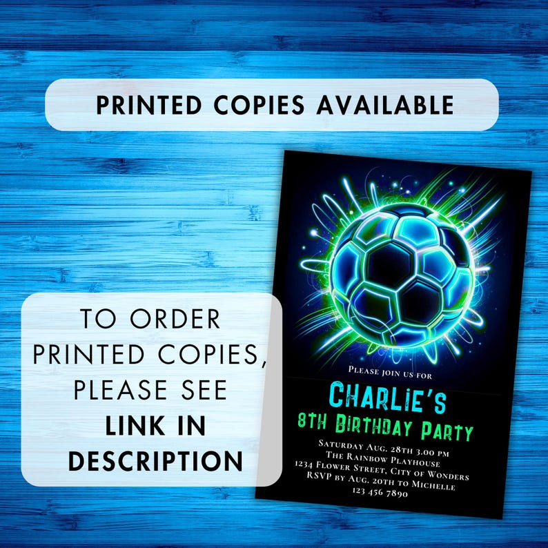 Neon Soccer Invite Template Sports Invitation Sport Invite Football ...