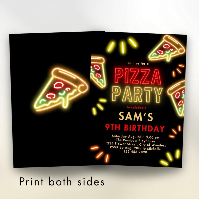 Pizza Party Birthday Invitation Template Digital Editable Pizza Party ...