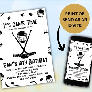 Ice Hockey Birthday Party Invitation, Ice-skating Invite, Canva ...