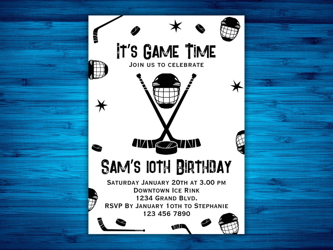 Ice Hockey Birthday Party Invitation, Ice-skating Invite, Canva ...