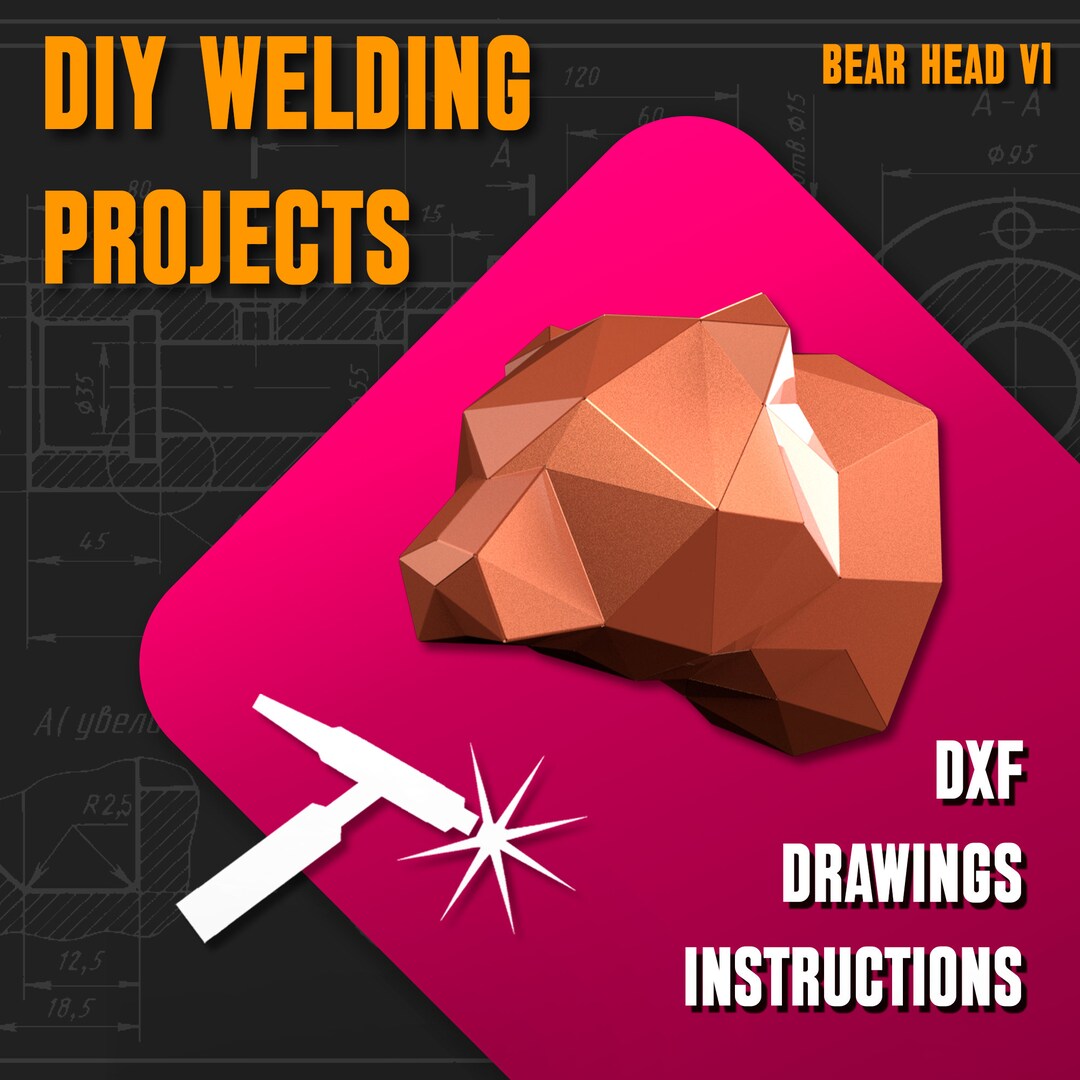Welding Project Plans Templates Drawings Metal Bear Head V1 DXF PDF Low ...