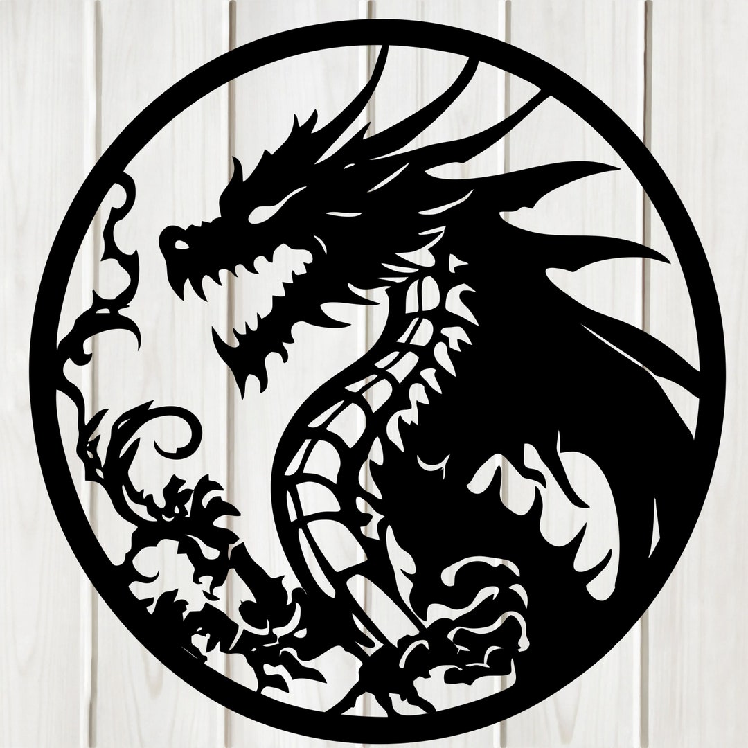 Dragon Wall Art Decor Laser Cut Dxf Glowforge Svg Xtool CNC Router ...