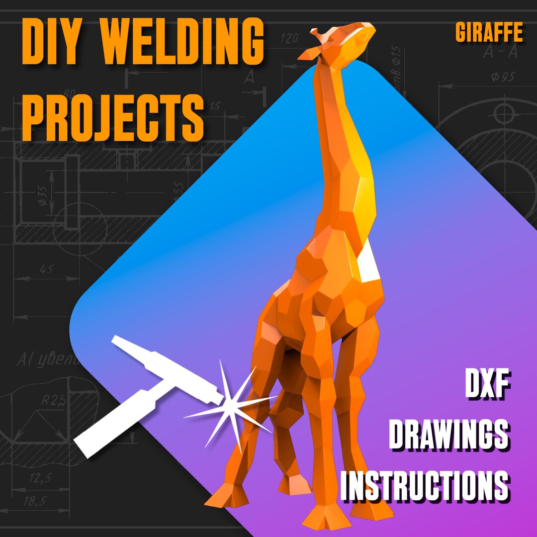 Welding Project Plans Templates Drawings Metal Giraffe DXF PDF Low Poly ...