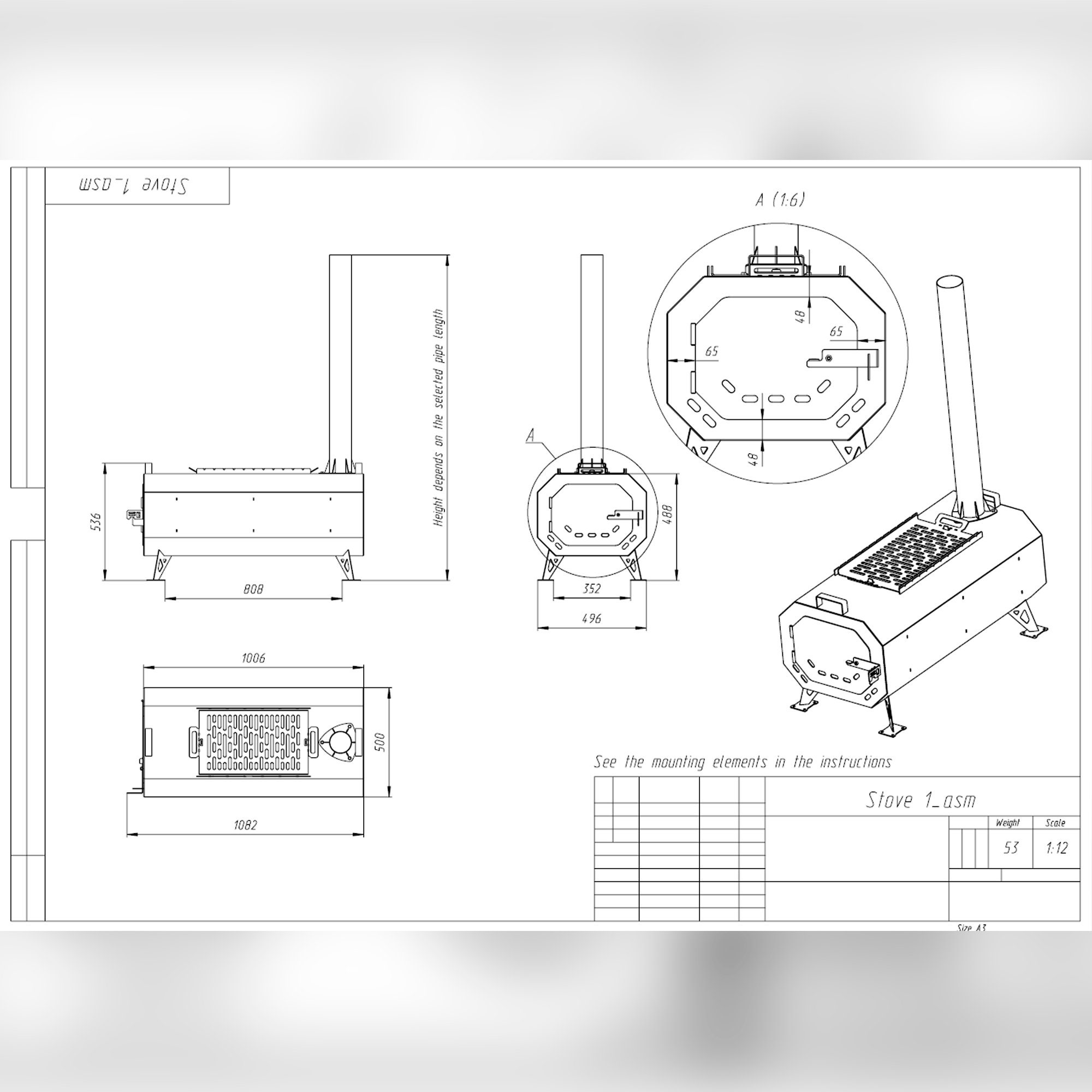 Welding Project Plans Templates Drawings Metal Stove 1 DXF PDF Low Poly ...