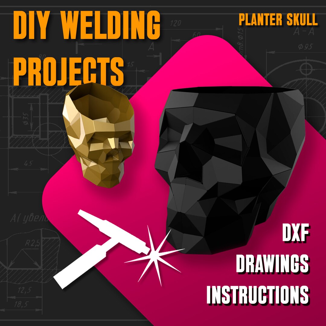Welding Project Plans Templates Drawings Metal Skull Planter DXF PDF - Etsy