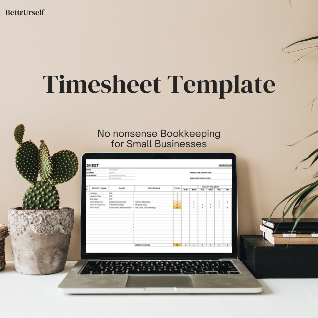 Timesheet Template Small Business Bookkeeping Google Sheets - Etsy