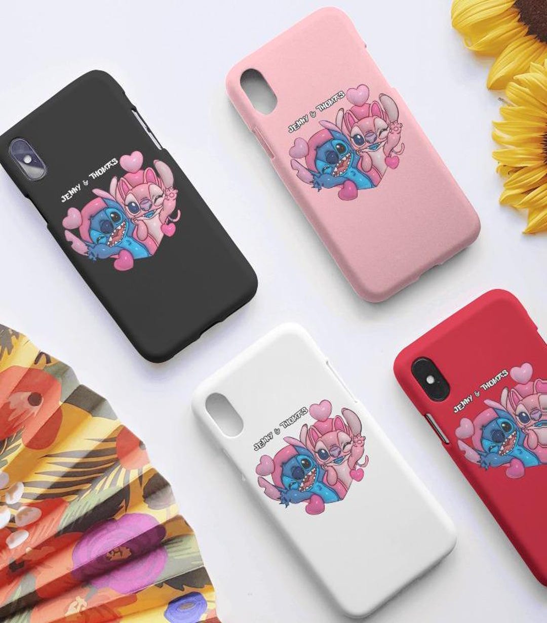 Personalized Stitch and Angel Phone Case, Custom Name Disney Couple ...