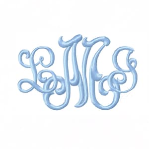 2" Charlotte Satin Stitch Vine Interlocking Monogram Embroidery Machine ...
