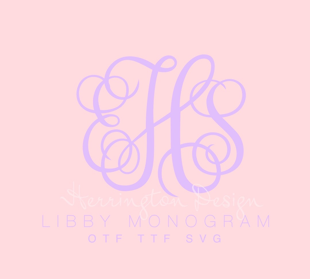 Libby Script Interlocking Vine Monogram Desktop OTF TTF SVG Instant Download Herrington Design ...
