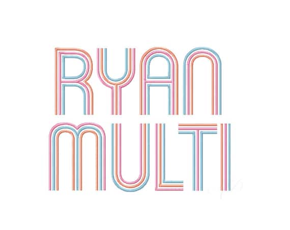 2 Multi Color Ryan Deco Embroidery Font Satin Type Font - Etsy