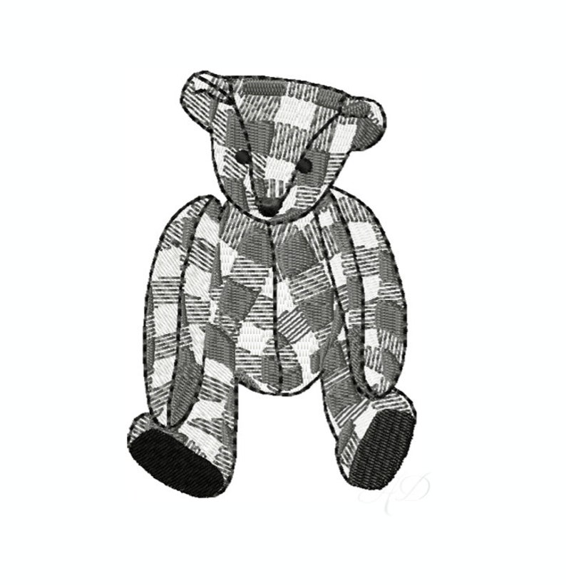 Gingham Teddy Bear Stuffed Embroidery Design Plaid Monogram - Etsy