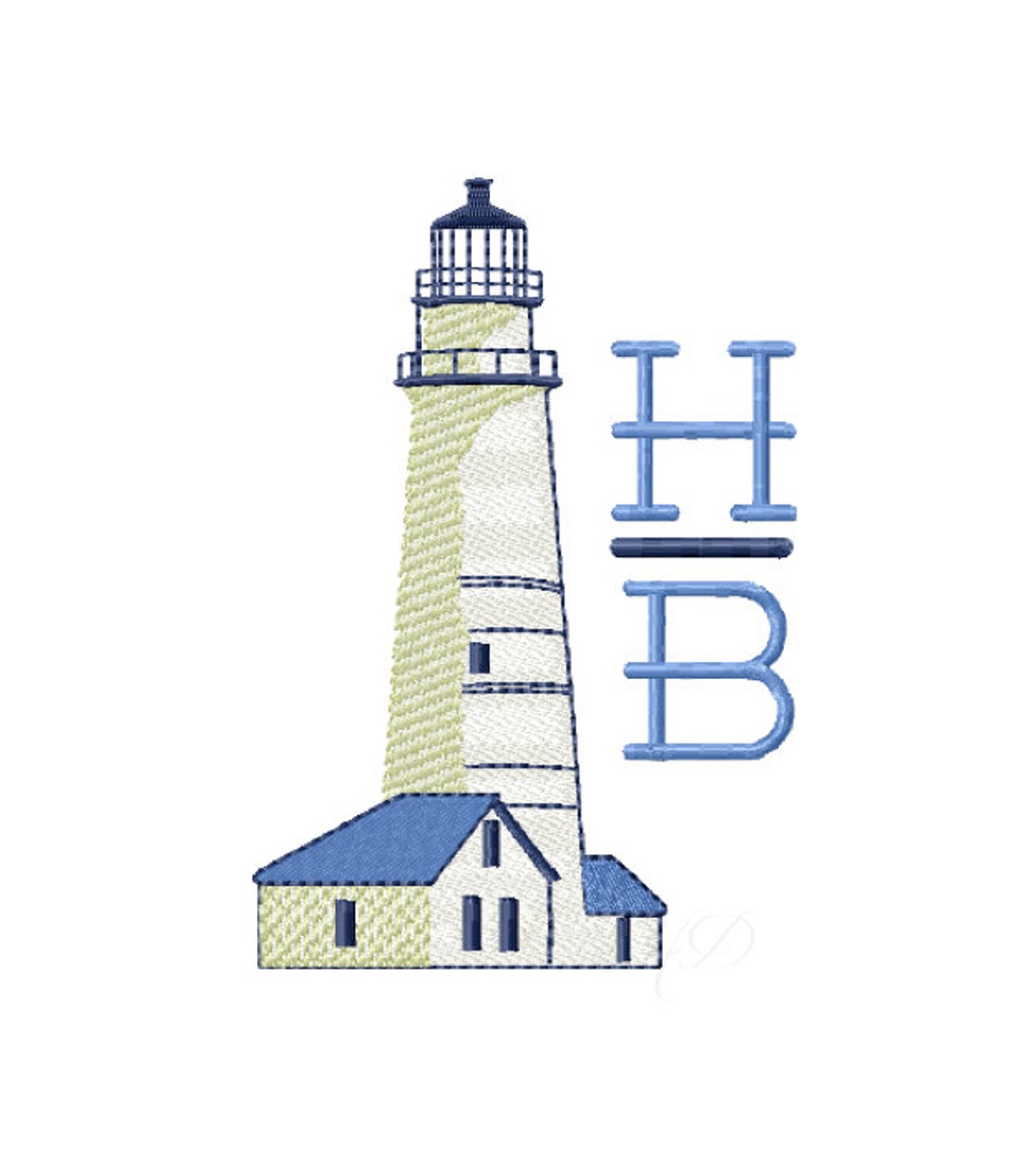 Summer Lighthouse New England Embroidery Design Monogram Instant ...