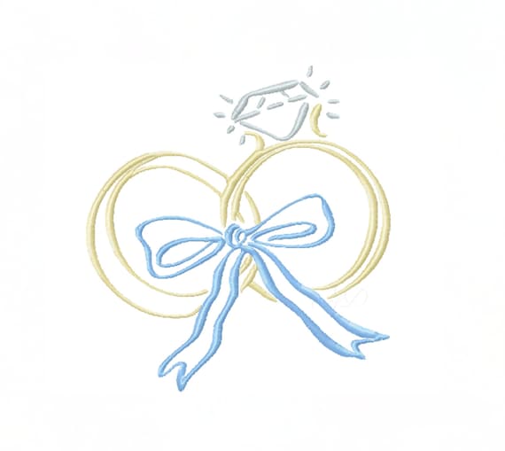 Wedding Rings Engagement Ribbon Embroidery Design Instant - Etsy