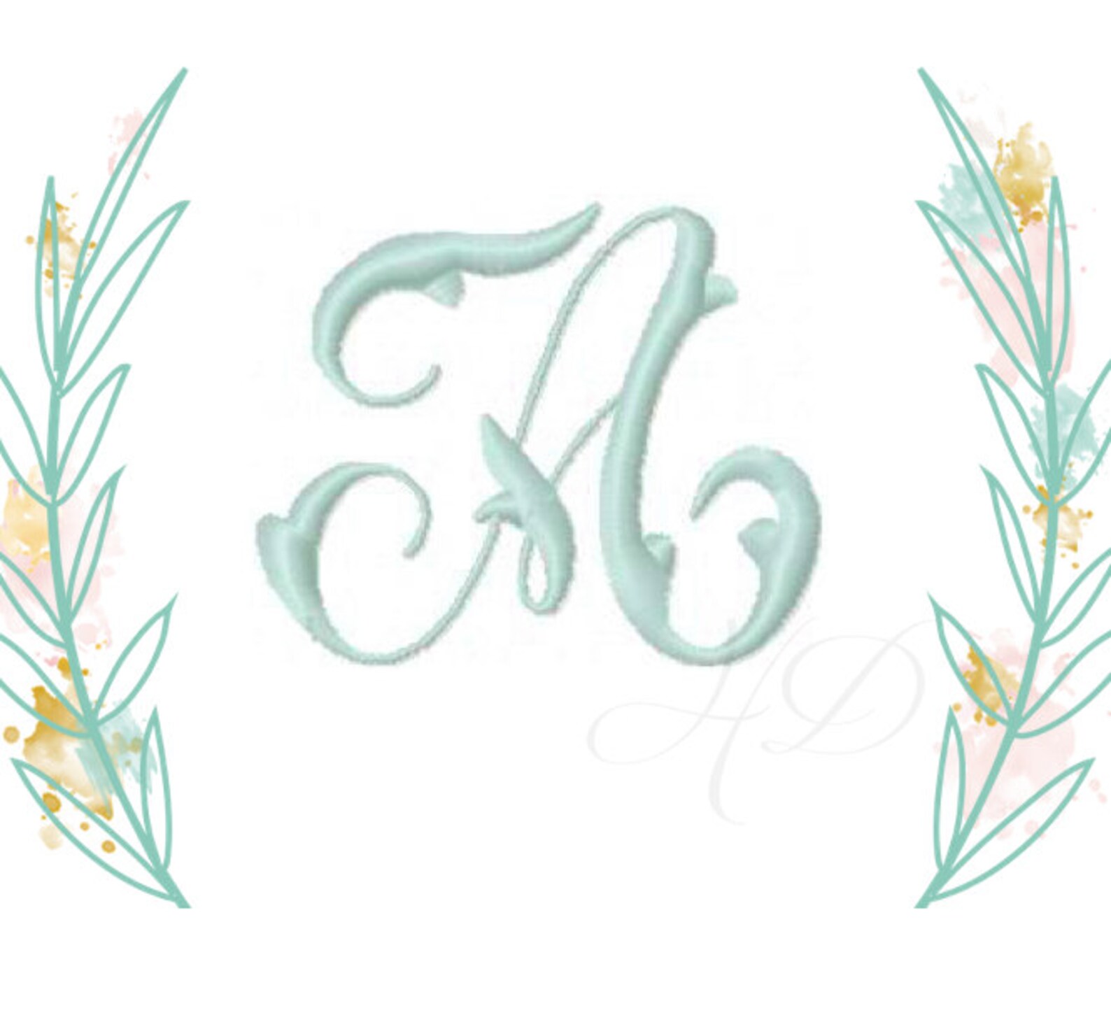1.5 Inch Vine Monogram Embroidery Font Satin Stitch - Etsy