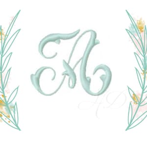 2" Inch Vine Monogram Embroidery Font Satin Stitch Embroidery Bethany ...