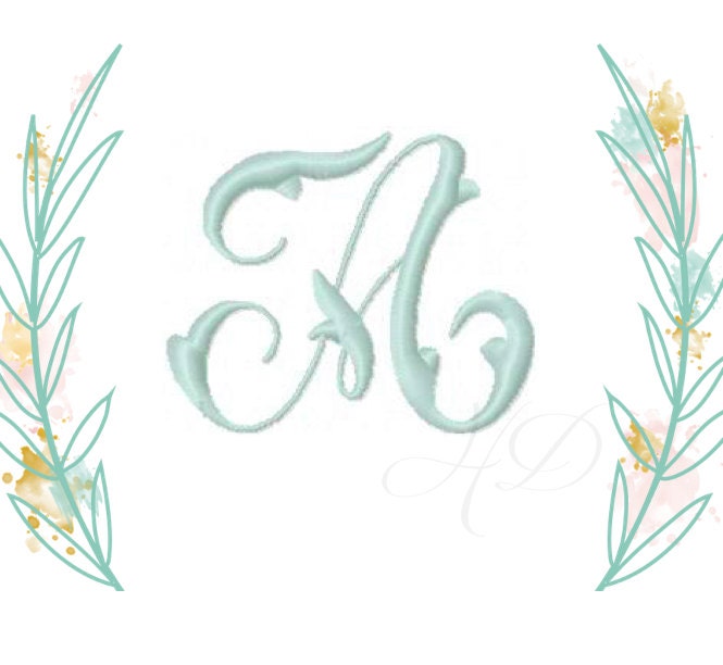 2 Inch Vine Monogram Embroidery Font Satin Stitch - Etsy
