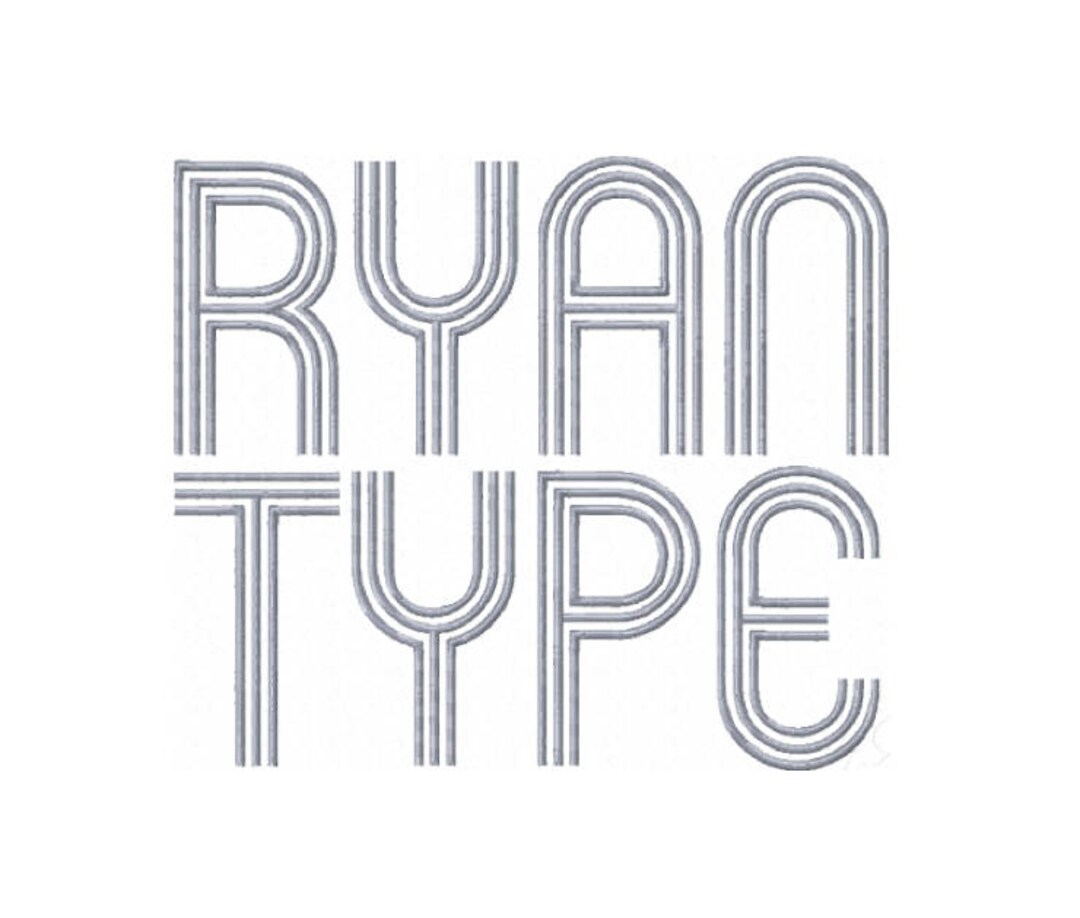 3 Ryan Deco Embroidery Font Satin Type Font Serif BX - Etsy