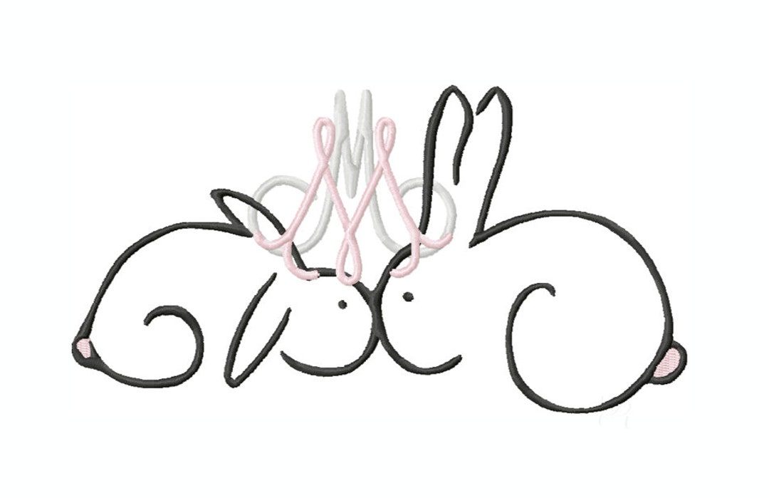 Satin Stitch Easter Bunny Contour Embroidery Design Monogram Instant ...