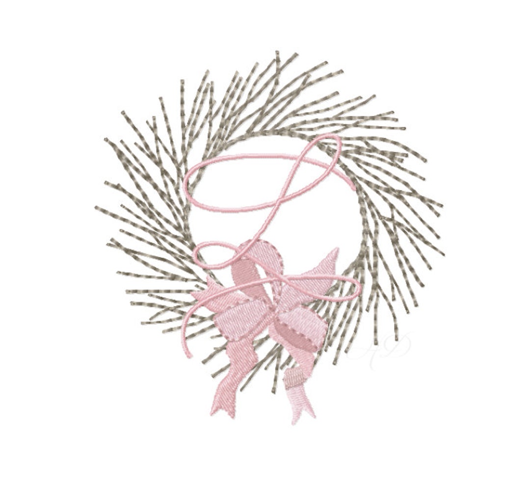 Branch Twig Wreath With Bow Autumn Holiday Embroidery Design Herrington ...
