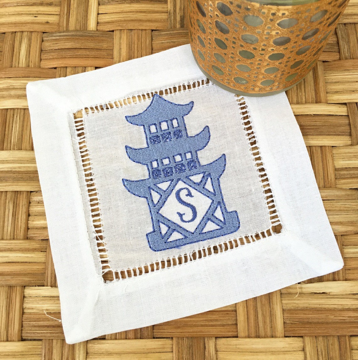 Pagoda Embroidery Design Monogram Pavilion Chinoiserie Chic - Etsy