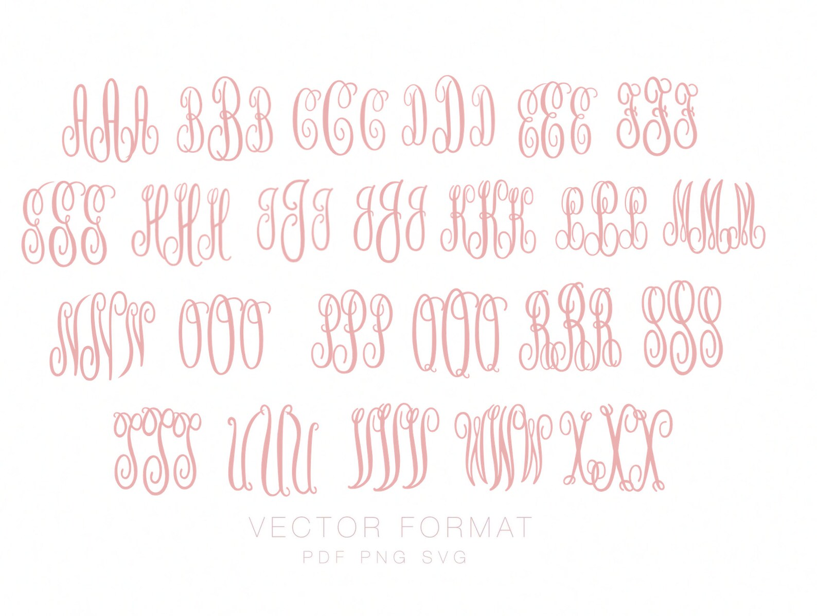 Annabel Script Monogram PNG PDF & SVG Vector Format for Cricut - Etsy