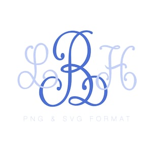 Eliza Monogram Script PNG PDF SVG Vector Format for Cricut Illustrator ...