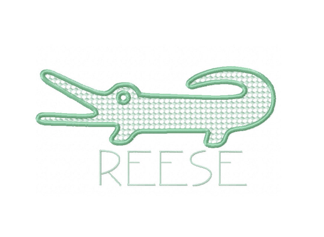 Patterned Alligator Embroidery Design Porcelain Monogram Instant ...